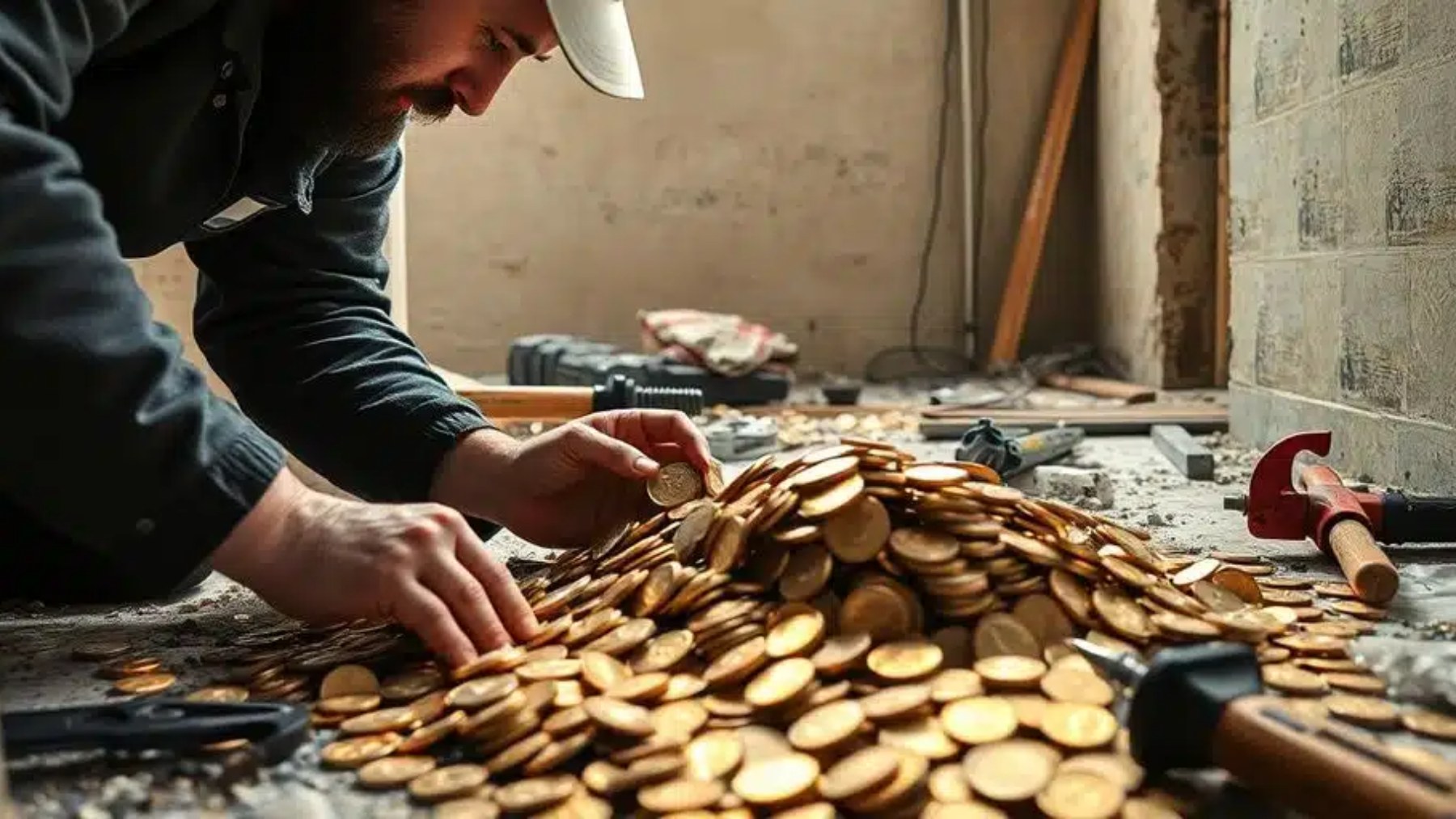 A plumber discovers a million-dollar treasure trove of gold hidden ...
